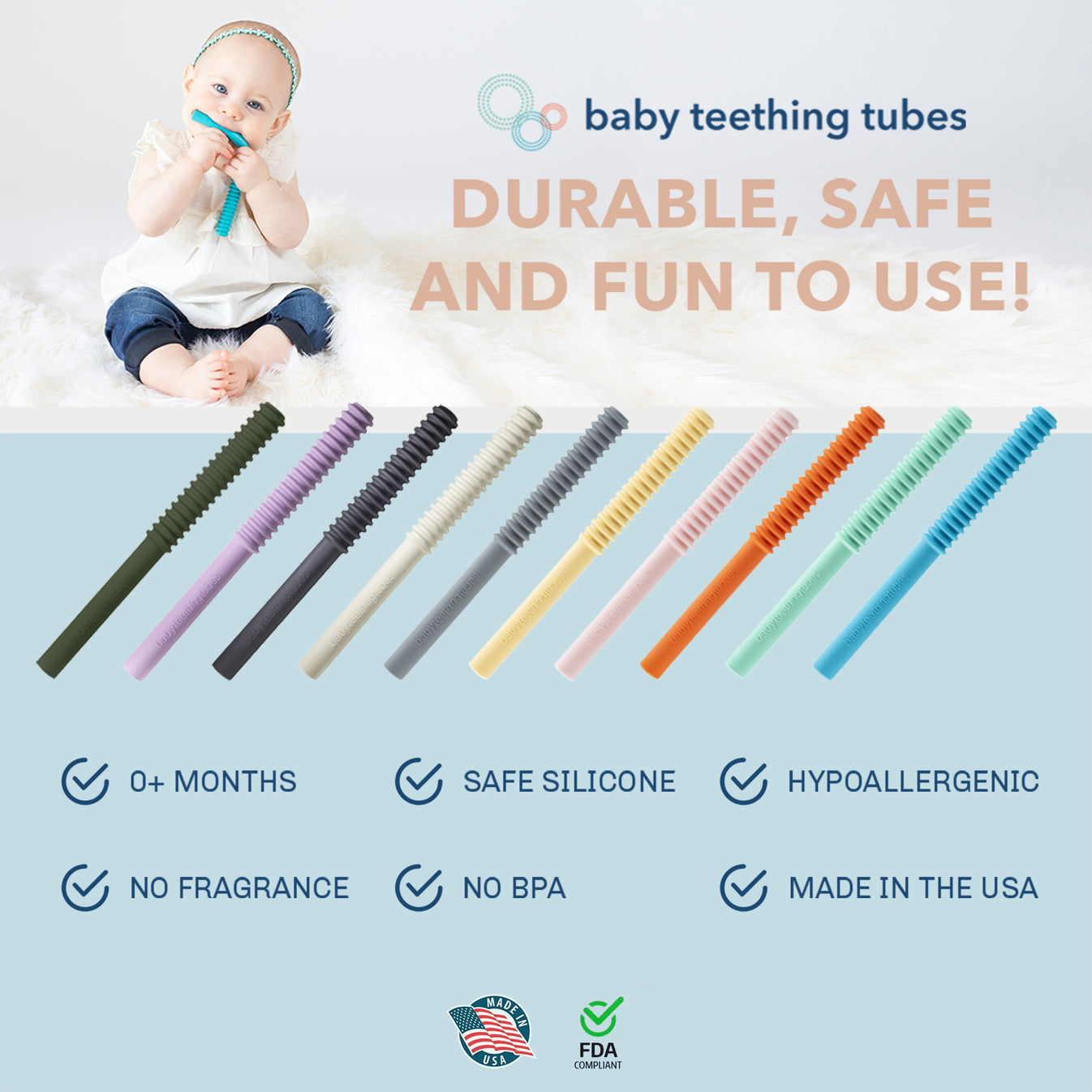 Baby Teething Tubes® - Teal